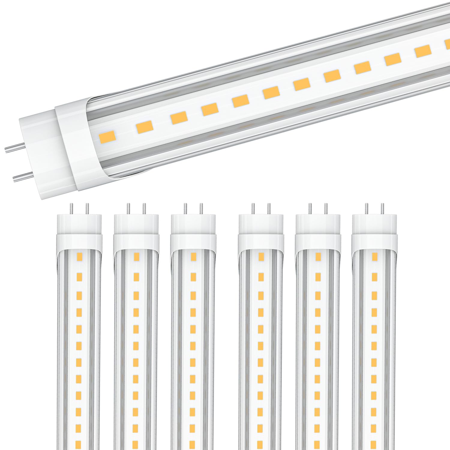 T8 T12 LED Tube Light Bulbs 4 Foot, ETL DLC litsted, Plug & Play or Ballast Bypass, Super Bright 24W 5000K 3120LM Durable Type A+B Light Tube, T8 4ft Fluorescent Tube Replacement (6 Pack Clear)