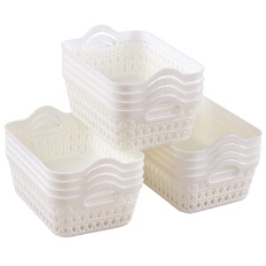 loiycg 12 packs mini plastic storage baskets tray, white desktop tray basket