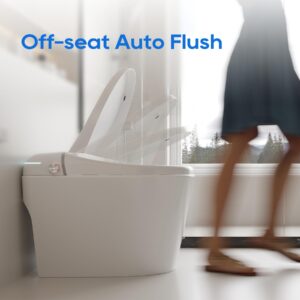 AmpleCharmic Smart Toilet with Bidet Built in, Elongated Intelligent One Piece Bathroom Toilets with Heated Bidet Seat, Warm Water/Pre-wetting/Off-seat Auto Flush/Wireless Remote Control, LED Display