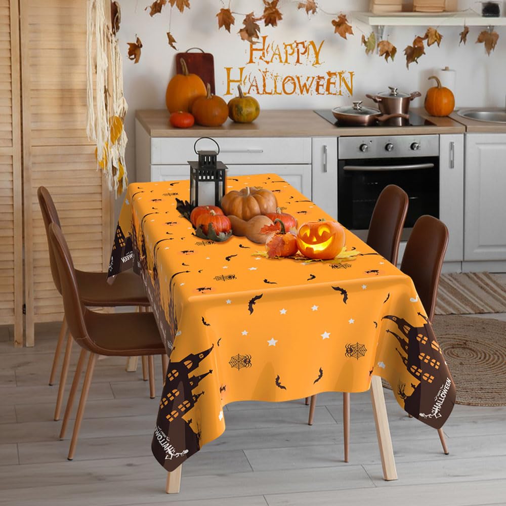 Halloween Tablecloth, 2 PCS Halloween Tablecloth Plastic, Halloween Disposable Tablecloth, 54" x 108" Halloween Tablecloth Rectangle, Halloween Table Cover for Halloween Party Supplies Decorations