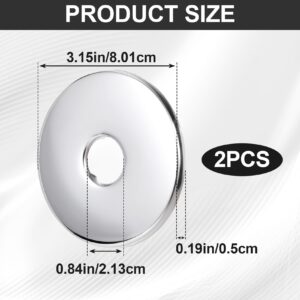 Isslly 2 Pack Large Shower Arm Flange, 3.15Inch Round Replacement Escutcheon Plate, Stainless Steel Shower Pipe Cover Plate for Shower Head Arms (Inner Dia: 0.84in)