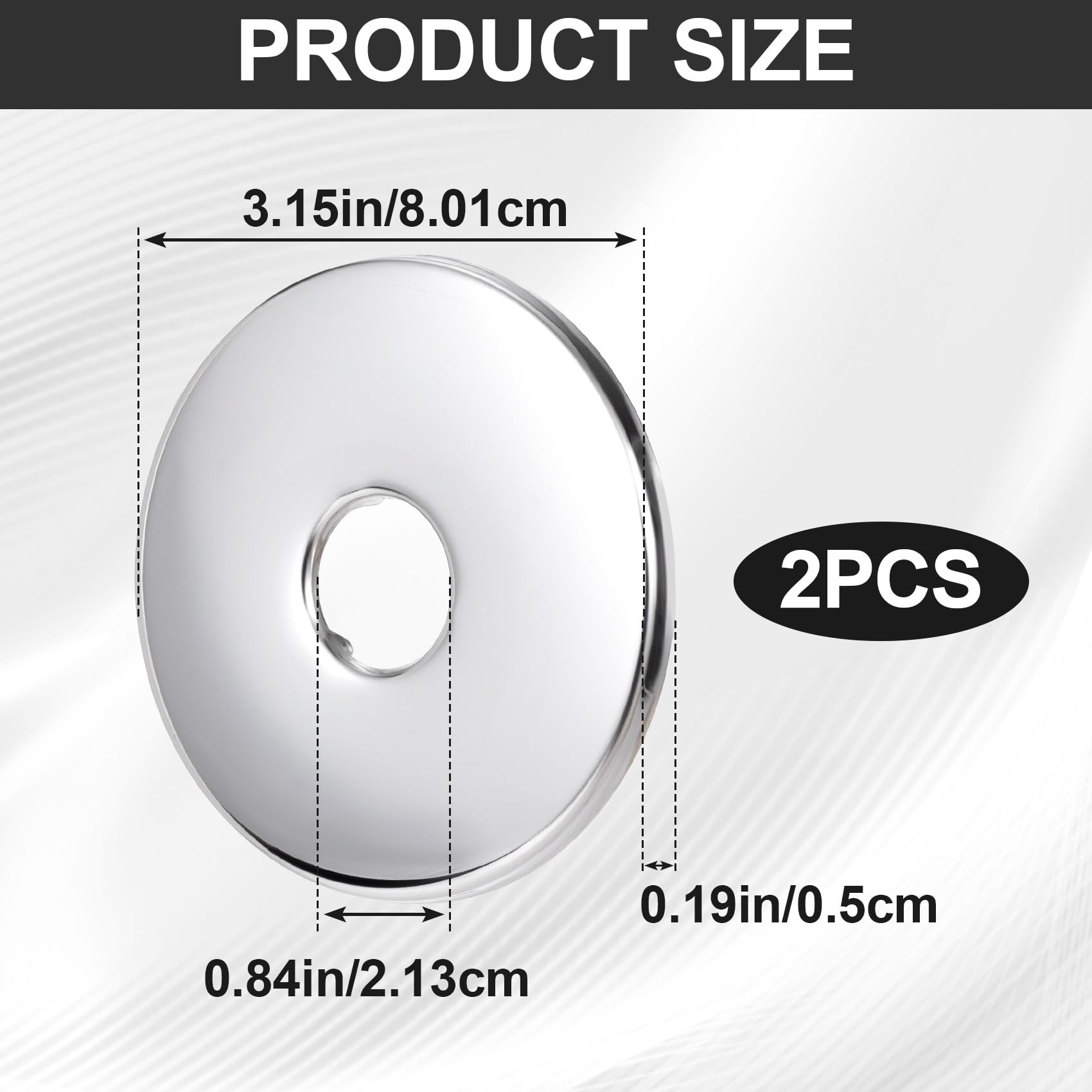 Isslly 2 Pack Large Shower Arm Flange, 3.15Inch Round Replacement Escutcheon Plate, Stainless Steel Shower Pipe Cover Plate for Shower Head Arms (Inner Dia: 0.84in)