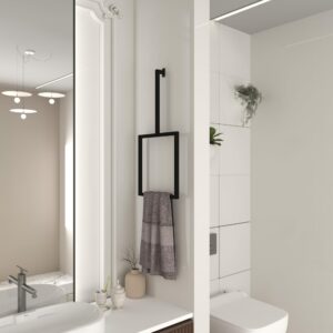 unique vertical towel rack wall mounted for bathroom, metal square towel holder, modern hand towel ring, elegant bathroom and kitchen decor, space-saving towel hanger (medium (24"x11"x3") - 1 pcs)