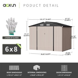 Aoxun Outdoor Storage Shed 8.5FT x 5.6FT, Metal Steel Utility Tool Shed Storage House with Door & Lock, for Backyard Garden, Brown