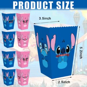 KULINAN 24 PCS Stitch Birthday Party Popcorn Boxes, Stitch Paper Party Favor Boxes Candy Cookie Party Gift Boxes for Kids Birthday Party Supplies