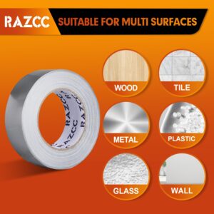 RAZCC Duct Tape, Silver Duct Tape, 12 Rolls - Heavy Duty, Flexible, No Residue, All-Weather and Tear by Hand, 30 Yard x 2 Inch Per Roll - Bulk Value for Indoor & Outdoor Repairs, Industrial Use