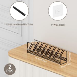 EKNITEY Hat Organizer for Baseball Caps - 2 Pack Black Metal Cap Display Rack for Closet and Wall Mounting