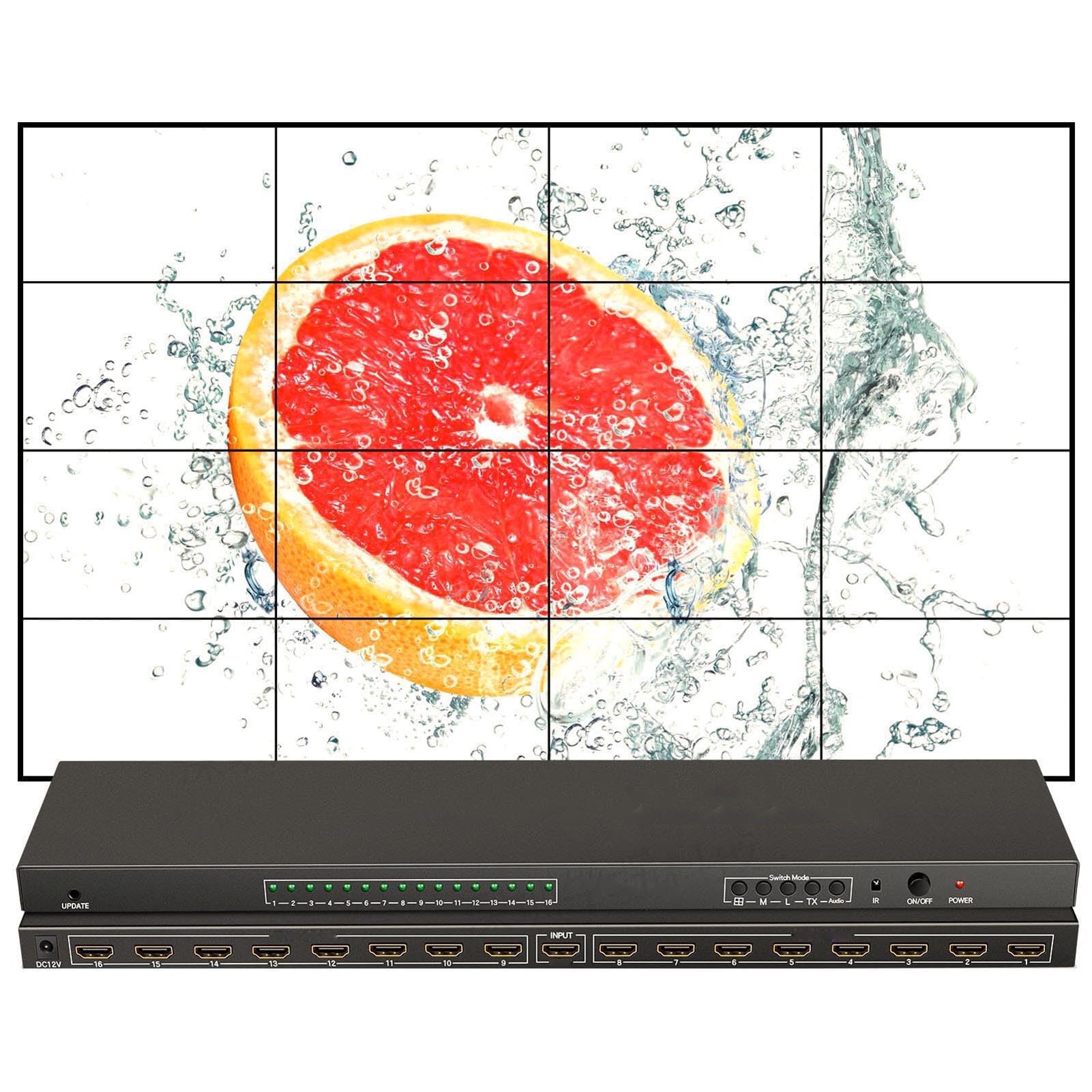 24 Splicing Modes, Ultra High Definition Display, Extendable Screen Display Space with HD Multimedia Interface Video Wall Controller for Diverse Display Needs (US Plug)