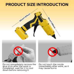 Cordless 100W Hot Glue Gun Dual for De-walt 20V Battery,Dual Power Supply Glue Gun,LCD Digital Display Up to 200℃ Temp Adjust with Plug,10Pcs hot glue gun sticks for Arts&Crafts&DIY(No Battery)