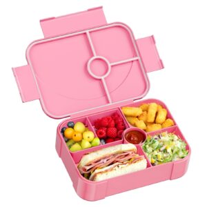 winproper lunch box kids bento box, leakproof bento lunch box with 6 compartments, bpa-free men women lunch containers for adults/kids/students, 40 oz portable on-the-go meal and snack packing - pink