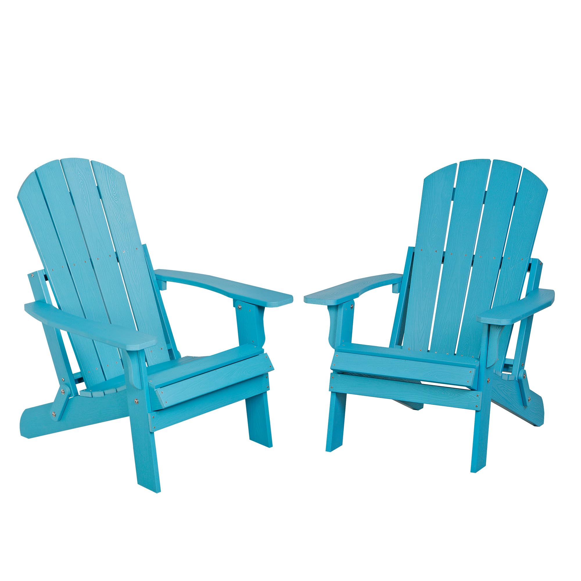 SUPER DEAL Set of 2 Folding Adirondack Chair Plastic Weather Resistant Patio Chairs Outdoor Accent Furniture Fire Pit Lounge Chairs for Yard, Garden, Patio 380lb Weight Capacity - Blue