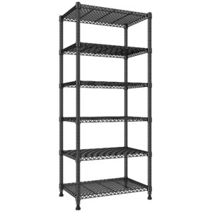 reibii 72’’h wire shelving, 6 tier garage shelving units and storage shelves heavy duty, adjustable heavy duty metal shelves for storage shelves for pantry kitchen garage, 24’’w x18’’d x72’’h