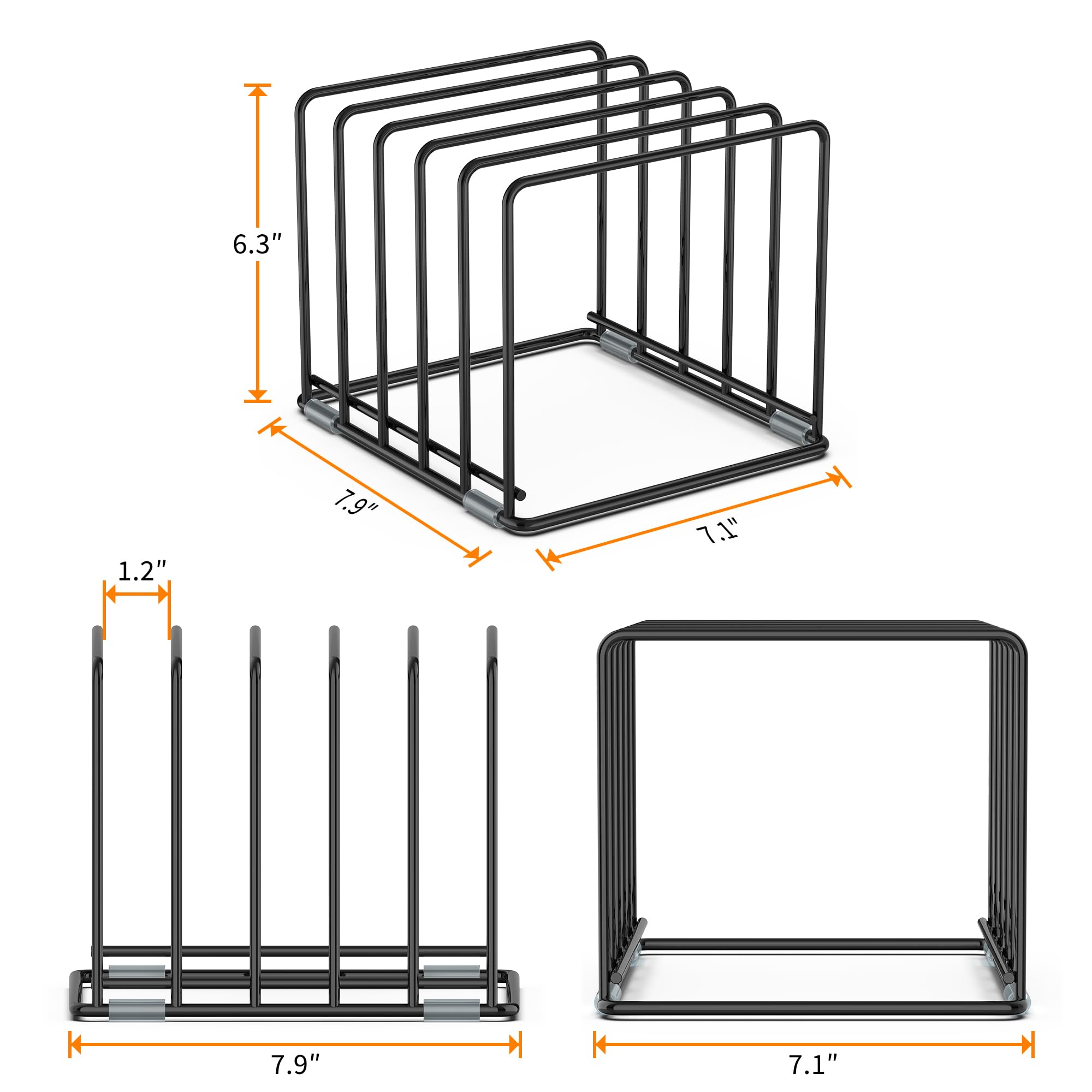 VAEKUCEAN Cutting Board Organizer, [2-Pack] Kitchen Cabinet Organizer, Divided Rack with 5 Slots for Baking Trays, Cutting Boards - Cookie sheet Organizer Inside Cabinet, Baking Sheets Holder (Large)