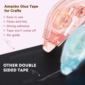 Amanbo 6 Pack Glue Tape for Scrapbooking, Scrapbook Double Sided Tape Roller for Crafts, Total 120 Ft x 0.24 in Tape Runner, Craft Supplies for Scrapbooking, Gift Wrapping and Photo Tape