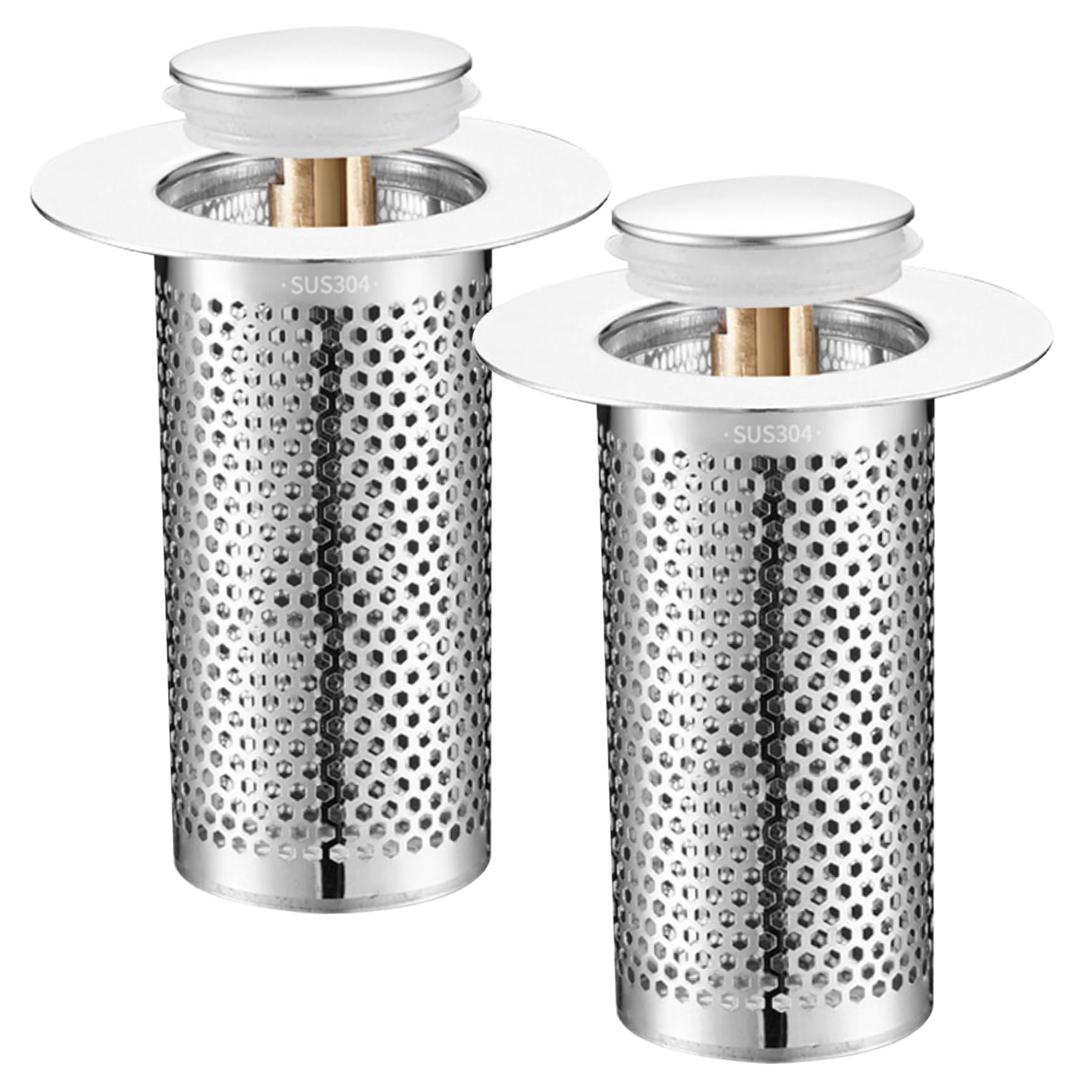 2 PCS Sink Drain Strainer Stainless Steel Drain Stopper Pop-up Washbasin Drain Filter with Removable Basket for Bathroom Kitchen Bathtub Water Pipe 2.2*3.2inch Long Sink Strainer Kitchen Drain Bathroo