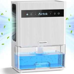 airtok dehumidifier for home, up to 950 sq.ft, 105.6 oz water tank, quiet dehumidifier for bedroom with auto-defrost, 4 timer, auto shut off, 7 colors led light, for bathroom basement closet rv