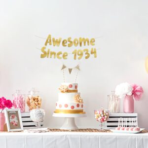 Awesome Since 1934 Gold Glitter Banner - 90th Birthday Party Decorations