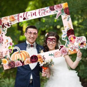 Fall Bridal Shower Decorations, Fall in Love Bridal Shower Photo Booth Props Fall in Love Photo Frame and Wedding Photo Booth Props for Fall Theme Bride to Be Bachelorette Engagement Wedding Decor