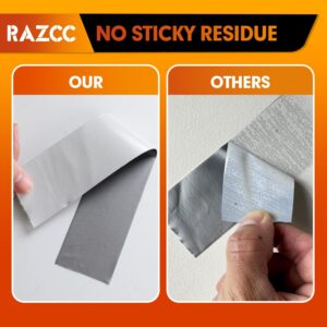 RAZCC Duct Tape, Silver Duct Tape, 12 Rolls - Heavy Duty, Flexible, No Residue, All-Weather and Tear by Hand, 30 Yard x 2 Inch Per Roll - Bulk Value for Indoor & Outdoor Repairs, Industrial Use