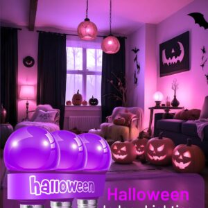 MCDYLUK LED A19 Purple Light Bulbs, 9W (60W Equivalent), E26 Base LED Purple Bulb, Non-Dimmable, Halloween Decoration, Party Decoration, Porch, Front Door, Home Lighting, Holiday Lighting, Pack of 3