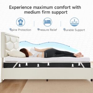 7 Zone Mattress Topper 3 Inch, King Size, Cooling Gel Mattress Topper with Soft Cover, Dual Layer Zonal Support Fome, Non-Slip, Pressure Relief & Back Pain, CertiPUR-US Certification