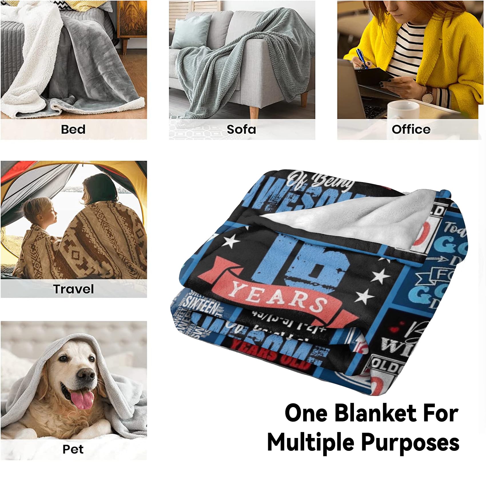 AOOCHUSS 16 Year Old Boy Birthday Gift Ideas Blanket 60"x50", 16th Birthday Gifts for Boys, for 16 Year Old Boy, 16 Year Old Boy Gifts, 16th Birthday Decorations, 16 Birthday Boy