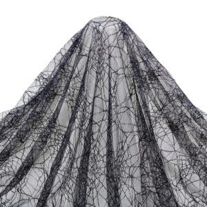 ph pandahall 70x62 inch spider web lace fabric, black lace web embroidered lace sewing fabric tablecloth fabric lace for diy dress party overlay wedding headwear curtain home halloween decor