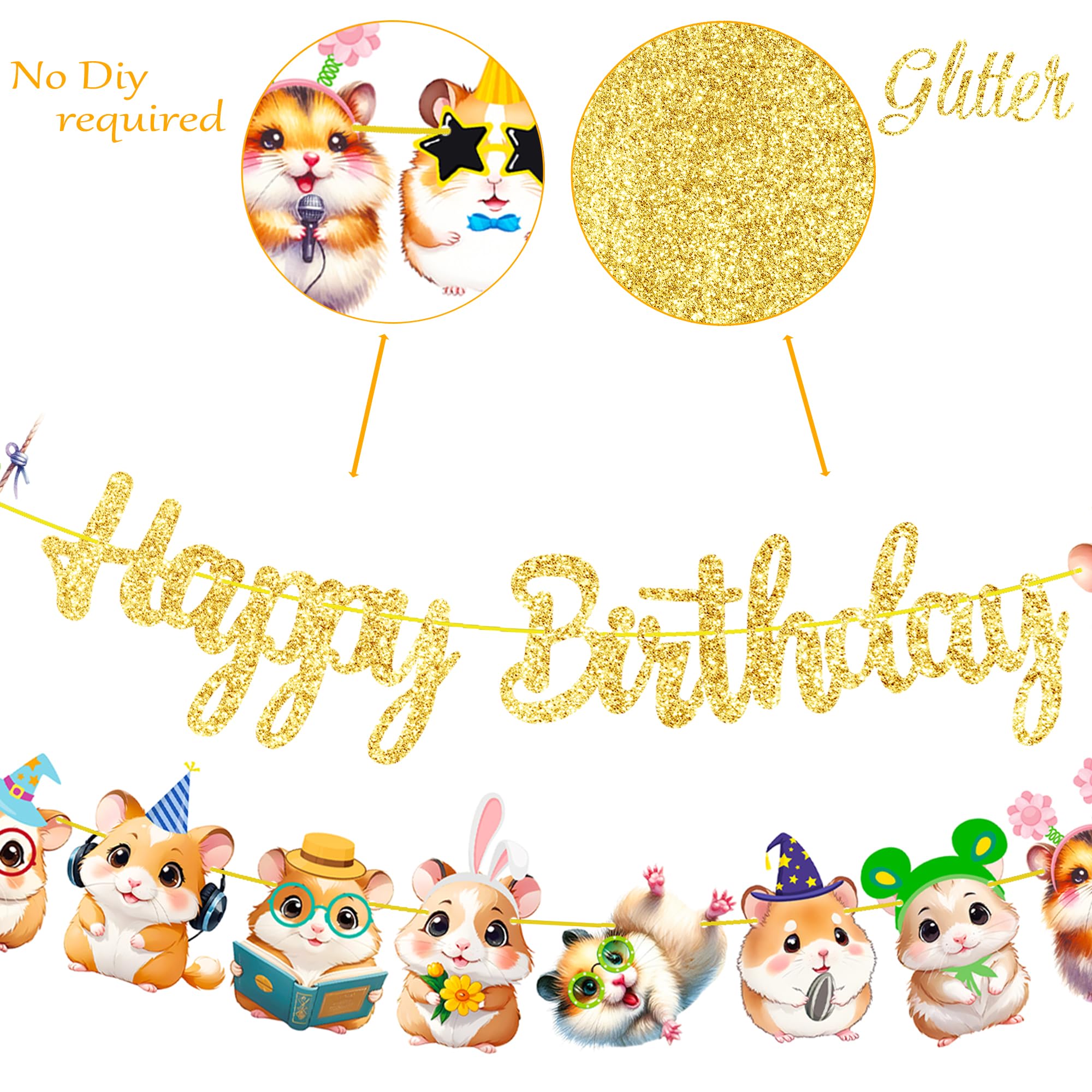 Hamster Birthday Banners Hamster Birthday Decorations 3Pcs Guinea Pig Birthday Party Supplies Guinea Pig Birthday Party Banners for Hamster Theme Baby Shower Supplies