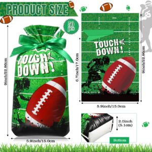 Pasimy 50 Pcs Football Birthday Gift Bags Baseball Birthday Drawstring Bags Football Plastic Bags Baseball Favors Candy Treat Goodie Bags for Football Themed Kids Birthday Party Supplies