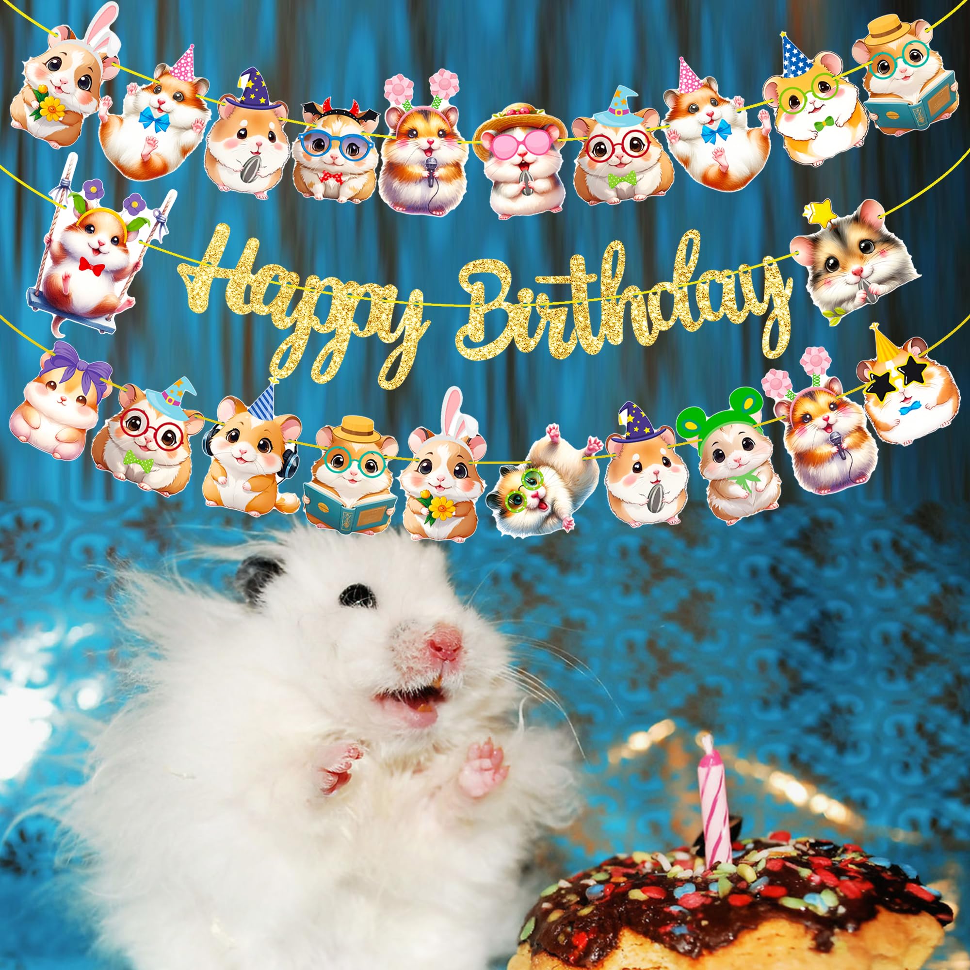 Hamster Birthday Banners Hamster Birthday Decorations 3Pcs Guinea Pig Birthday Party Supplies Guinea Pig Birthday Party Banners for Hamster Theme Baby Shower Supplies