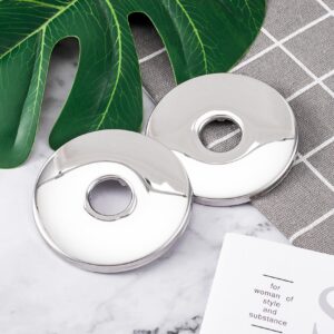 Isslly 2 Pack Large Shower Arm Flange, 3.15Inch Round Replacement Escutcheon Plate, Stainless Steel Shower Pipe Cover Plate for Shower Head Arms (Inner Dia: 0.84in)