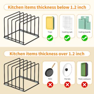 VAEKUCEAN Cutting Board Organizer, [2-Pack] Kitchen Cabinet Organizer, Divided Rack with 5 Slots for Baking Trays, Cutting Boards - Cookie sheet Organizer Inside Cabinet, Baking Sheets Holder (Large)