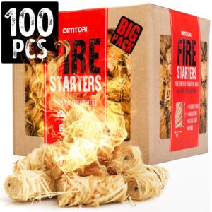 100 pcs fire starter for indoor and outdoor use - natural, eco-friendly firelighter for grills, smokers, fire pits, wood stoves - waterproof, all-weather charcoal starter, fire starters for campfires