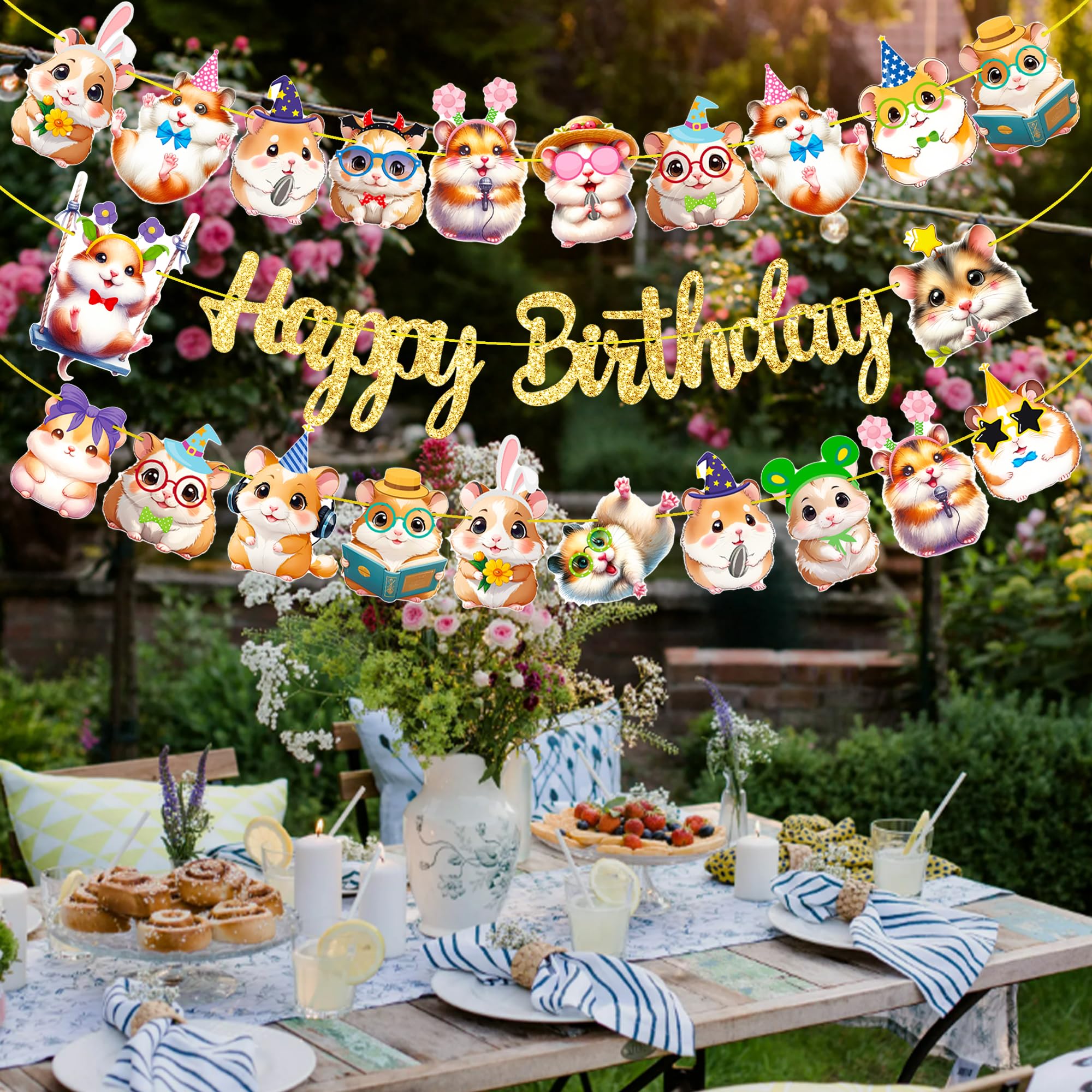 Hamster Birthday Banners Hamster Birthday Decorations 3Pcs Guinea Pig Birthday Party Supplies Guinea Pig Birthday Party Banners for Hamster Theme Baby Shower Supplies