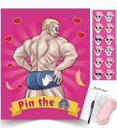 sunaletta bachelorette party games, pin the sticker on the hunk bridal shower games for bachelorette girls night wedding shower engagement funny games 24 guests