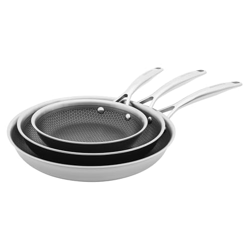 HENCKELS Paradigm 5-pc Frying Pan and Silicone Utensil Set, Nonstick, 3-ply Stainless Steel