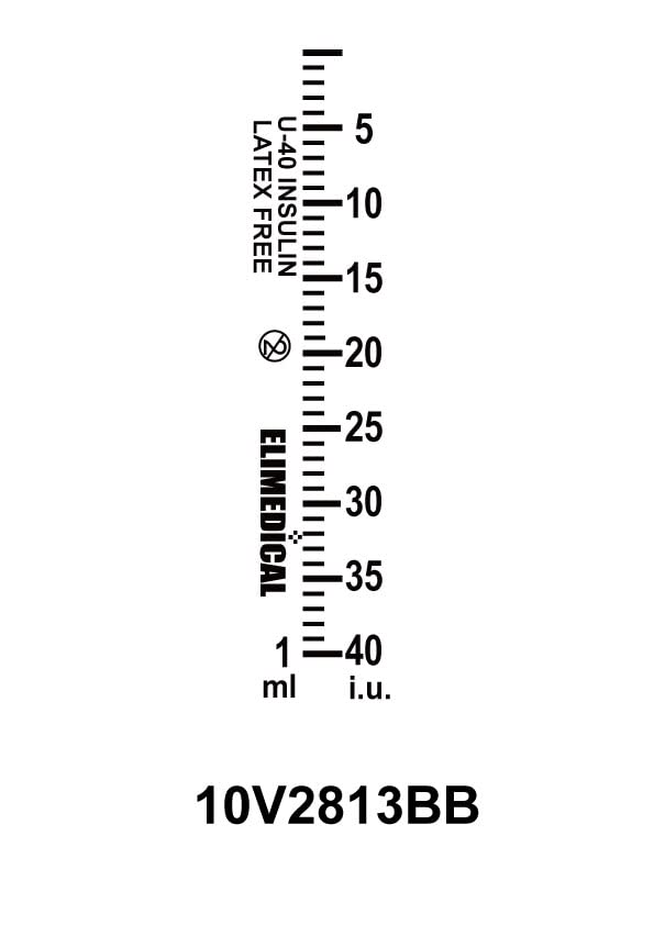 Elimedical Veterinary Syringe U-40 1ml 28G x 1/2" 30pcs/box 10V2813B