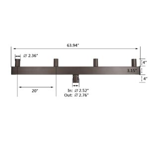 Low Profile Bullhorn with 4 Arms,180 Degree Bullhorn Bracket for 4 Lights,2 3/8Inches Slip Fitter Light Mounting ,Tenon Adapter for Parking Lot Pole Bracket (180° Bullhorn with 4 Tenons)