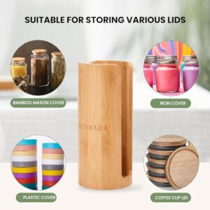 QOOMABA Mason Jar Lid Organizer (2pcs), Mason Jar Lid Storage Made of Bamboo, Suitable for Mason Lids/Canning Lids/Bamboo Lids(WIDE/REGULAR), Fit Perfectly, Stackable Steady