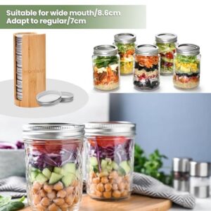 QOOMABA Mason Jar Lid Organizer (2pcs), Mason Jar Lid Storage Made of Bamboo, Suitable for Mason Lids/Canning Lids/Bamboo Lids(WIDE/REGULAR), Fit Perfectly, Stackable Steady