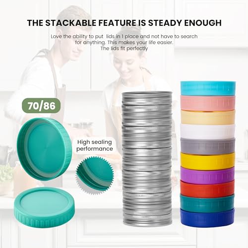 QOOMABA Mason Jar Lid Organizer (2pcs), Mason Jar Lid Storage Made of Bamboo, Suitable for Mason Lids/Canning Lids/Bamboo Lids(WIDE/REGULAR), Fit Perfectly, Stackable Steady