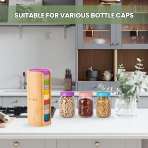 QOOMABA Mason Jar Lid Organizer (2pcs), Mason Jar Lid Storage Made of Bamboo, Suitable for Mason Lids/Canning Lids/Bamboo Lids(WIDE/REGULAR), Fit Perfectly, Stackable Steady