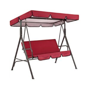 IEUDNS Outdoor Patio Swing Canopy Cover Set Top Cover and Cushion Cover Accessory Canopy 76x49x5.9inch Easily Install Waterproof, Red