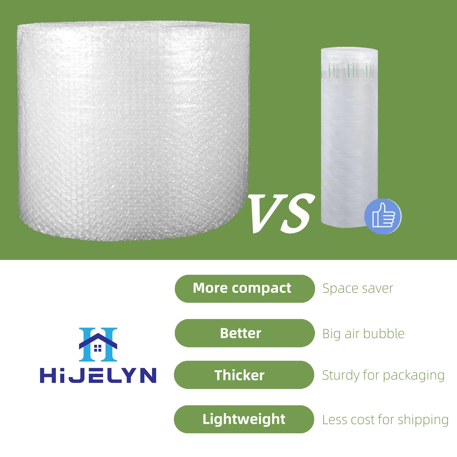 Hijelyn Bubble Cushioning Wrap Roll Inflatable Bottle Shipper Protector Sleeve 12"x164' Large Size Air Bubbles Packing Supplies for Fragile Items, Air Pillows for Shipping Moving Packaging Material