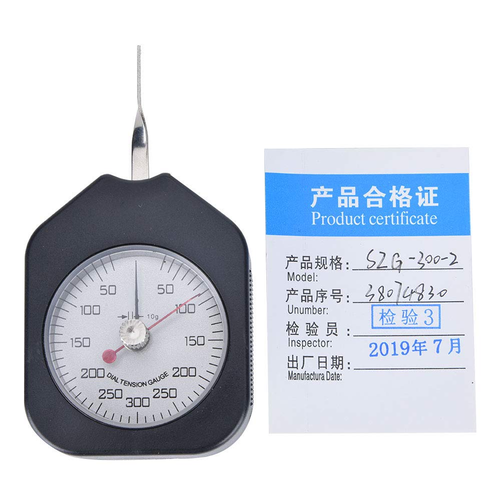 Tension Meter, Plastic Pointer Type Double Needles Tension Meter Analog Dial Gauge Measuring Tool for Electronic Switches, Micro Switches, Valves, Spring Tension(SZG-300-2)