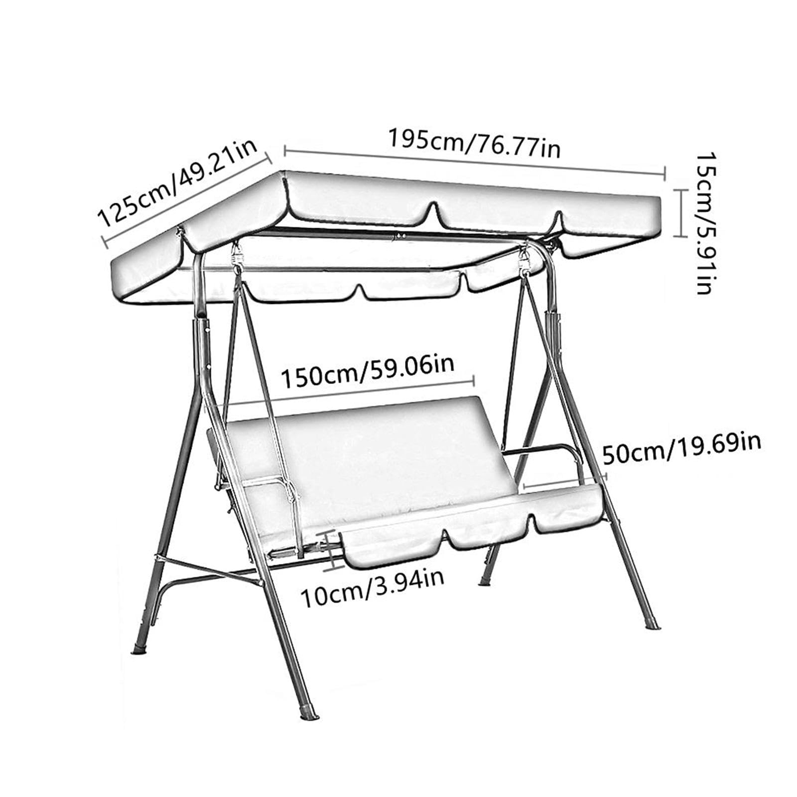 IEUDNS Outdoor Patio Swing Canopy Cover Set Top Cover and Cushion Cover Accessory Canopy 76x49x5.9inch Easily Install Waterproof, Red