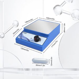 Magnetic Stirrer with Stir Bar, Stir Plate with Stainless Steel Worktop, 3000RPM Magnetic Stir Plate, Magnetic Mixer Max Stirring Capacity: 3500mL (No Heating)