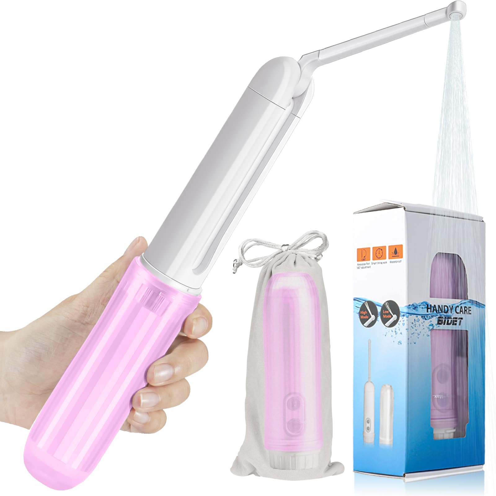 Portable Electric Foldable Handheld Travel Bidet - Mini Personal Hygiene Sprayer with 2 Pressure Options for Postpartum Care, Perineal & Hemorrhoid Treatment (Violet)