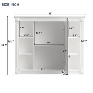 36 in Bathroom Vanity with Sink and Medicine Cabinet Set, 2 Drawers, 2 Doors and Shelves, Wood Single Sink Bathroom Cabinet with Soft Closing, Modern White Bathroom Vanity Set