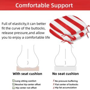 UNWAAT Outdoor Chair Cushions Set of 2,17"x 16" x 2" Comfortable and Wear-Resistant Furniture Cushions with Ties Anti Splash Water Chair Cushions for Courtyards Balconies Gardens,Etc (Red white)